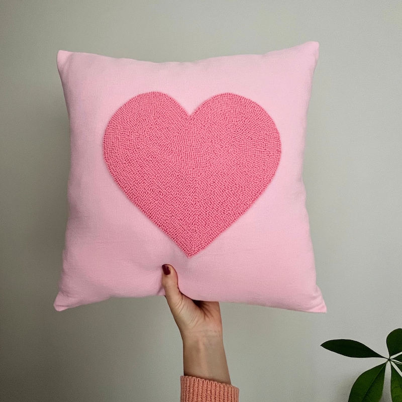 Pink Heart Pillow - Etsy