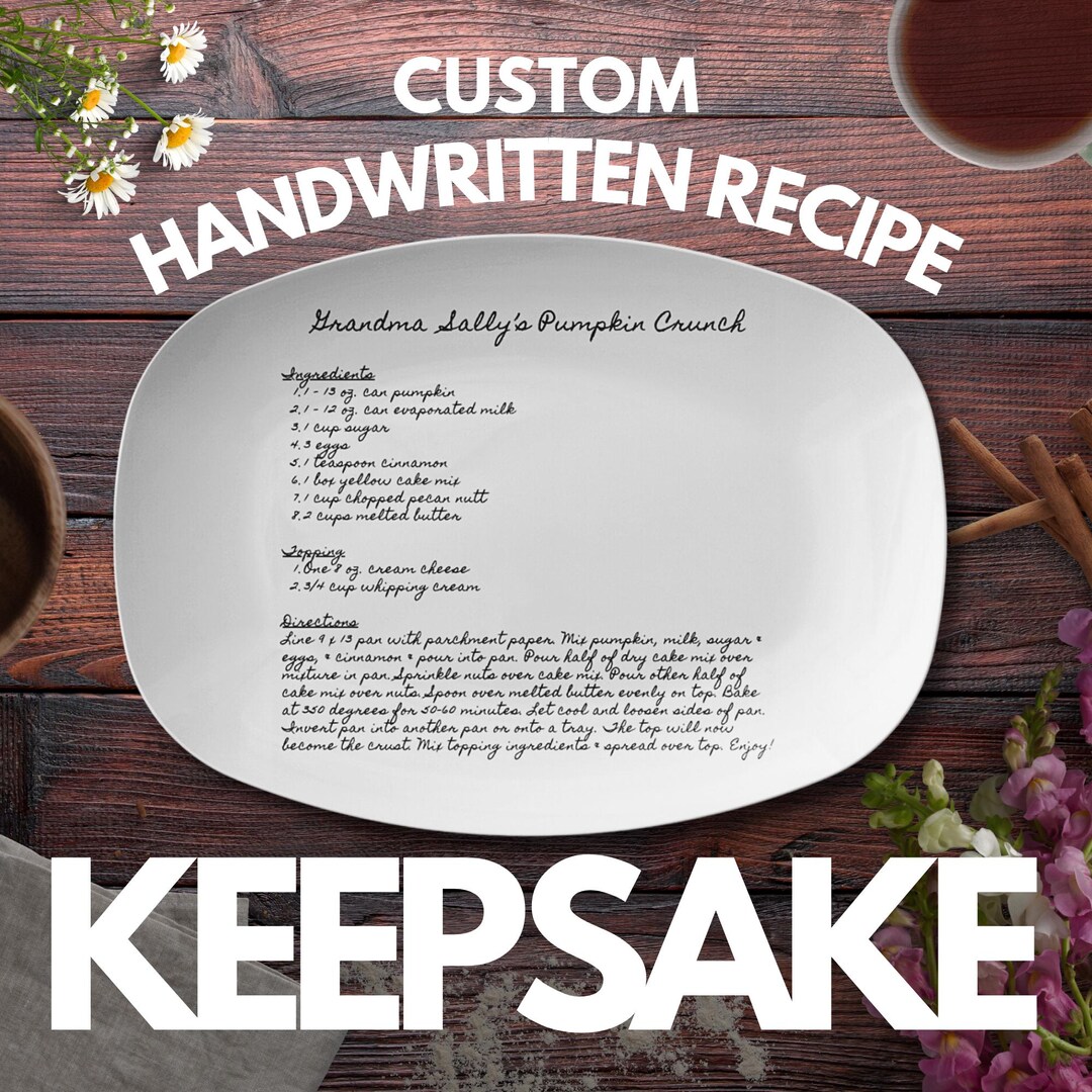 Handwritten Recipe Plate Wedding Keepsake Personalized Recipe Dish ...