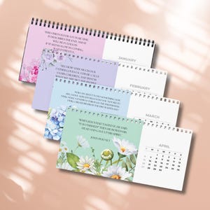 Scripture Calendar 2025 Floral Christian Desk Calendar Bible Verses ...
