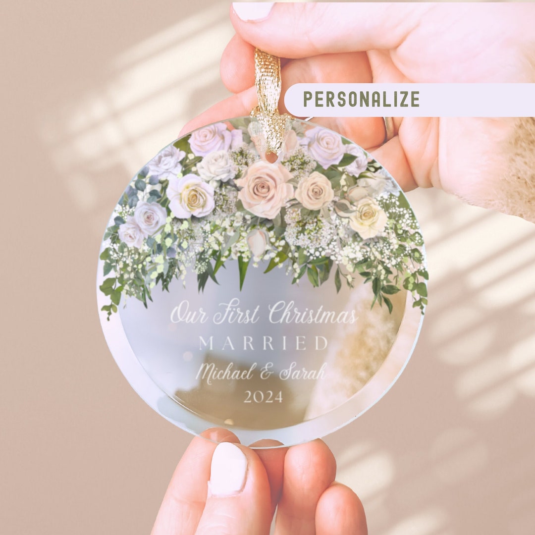 First Christmas Married Ornament 2025 Newlywed Gift Mr Mrs Christmas ...