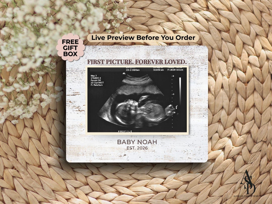 First Ultrasound Picture Frame, Personalized Sonogram Plaque, Pregnancy ...