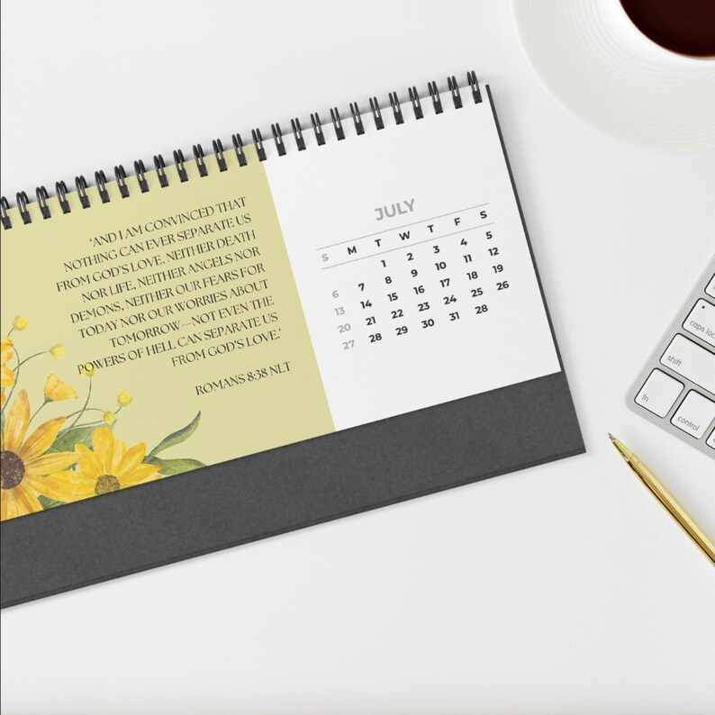 Scripture Calendar 2026 Floral Christian Desk Calendar Bible Verses ...