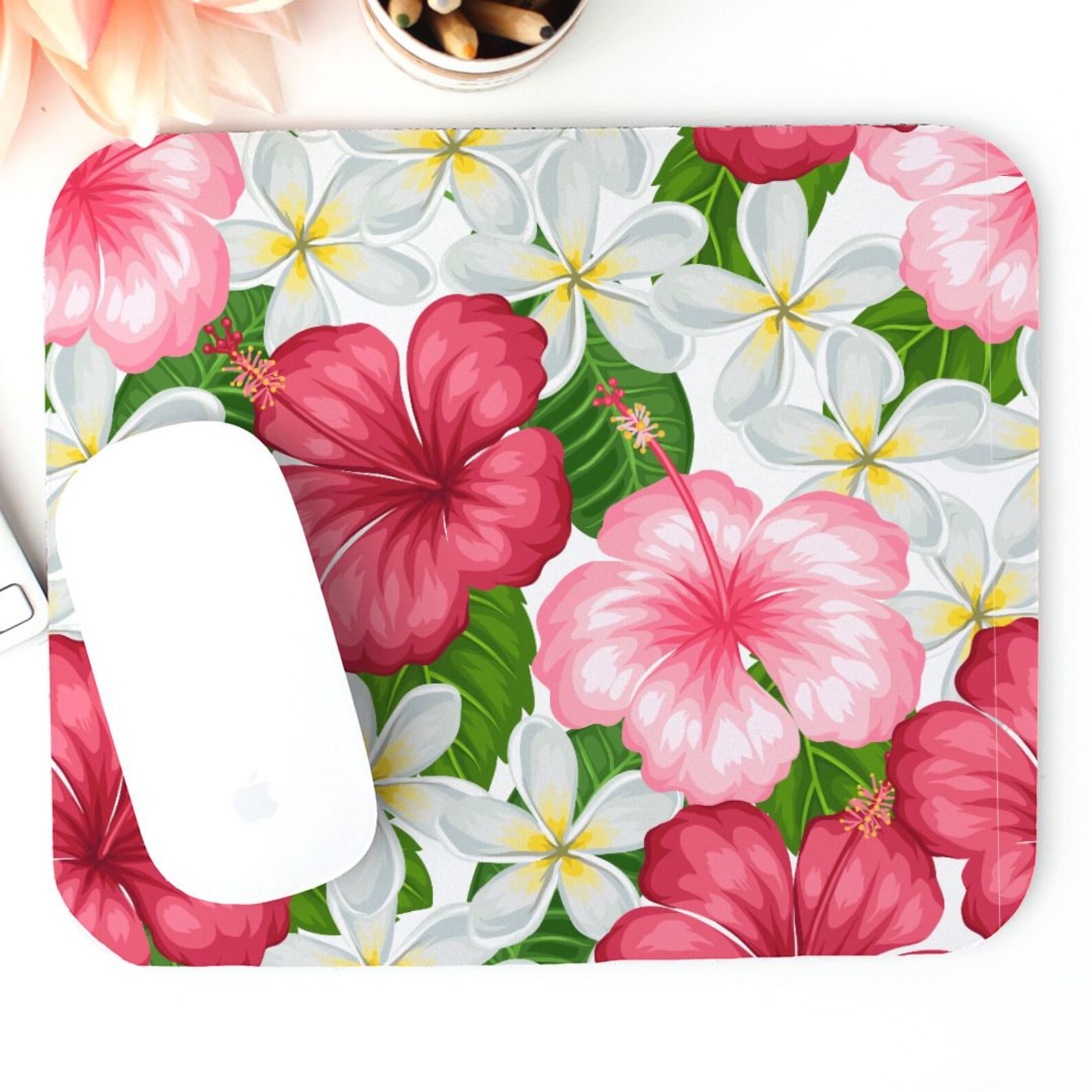 Hawaiian Floral Mousepad Tropical Desk Decor Cute Office Supplies ...