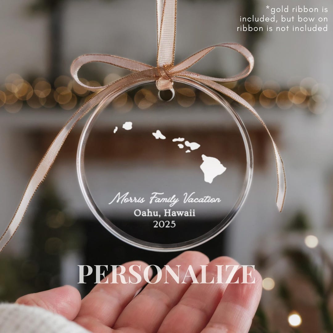 Hawaii Trip Ornament Personalized Hawaiian Islands Christmas Tree ...