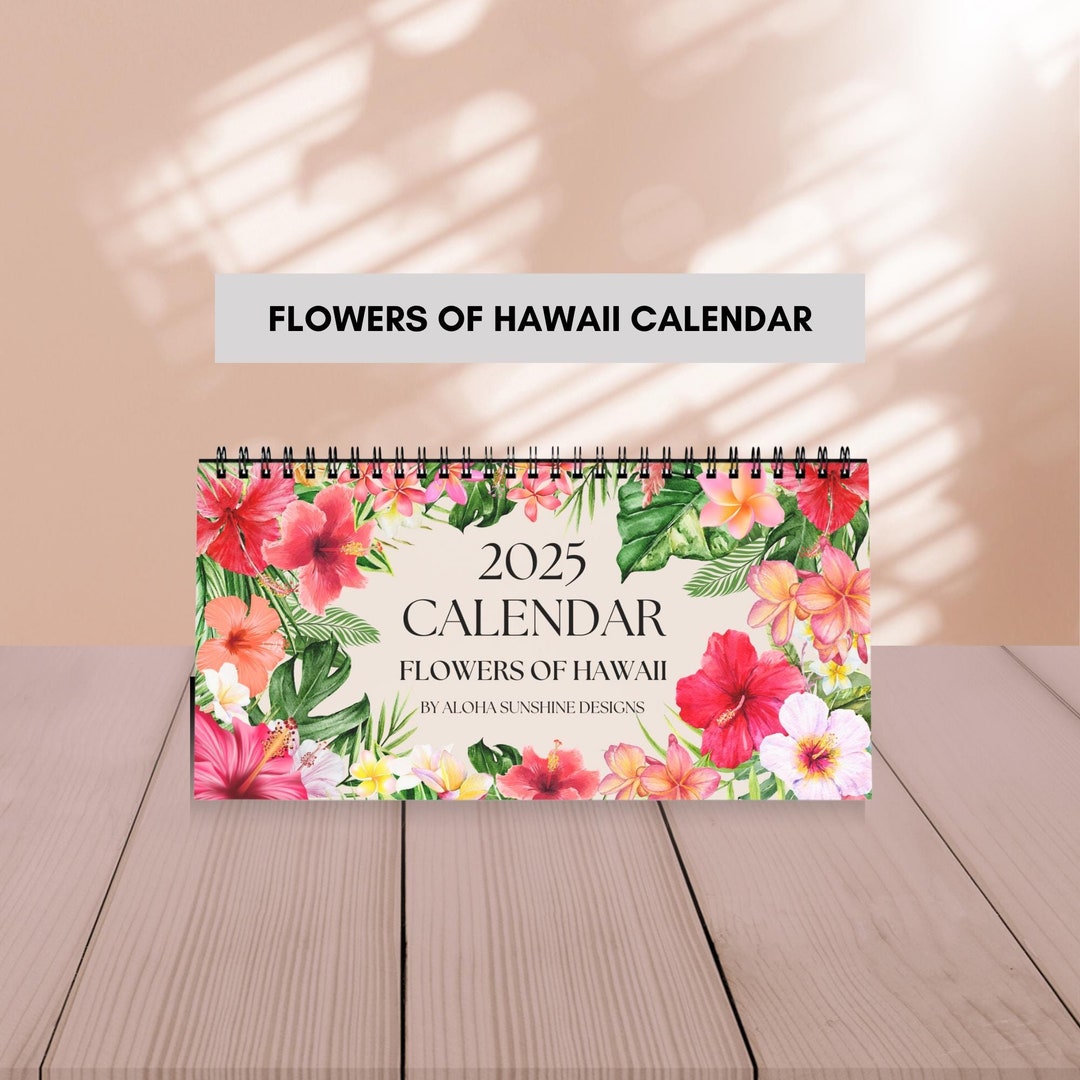 Hawaiian Desk Calendar 2025, Tropical Flowers Monthly Flip Calendar ...