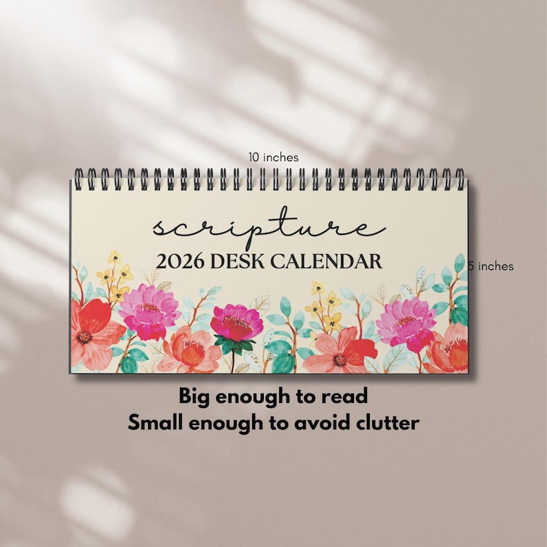 Scripture Calendar 2026 Floral Christian Desk Calendar Bible Verses ...