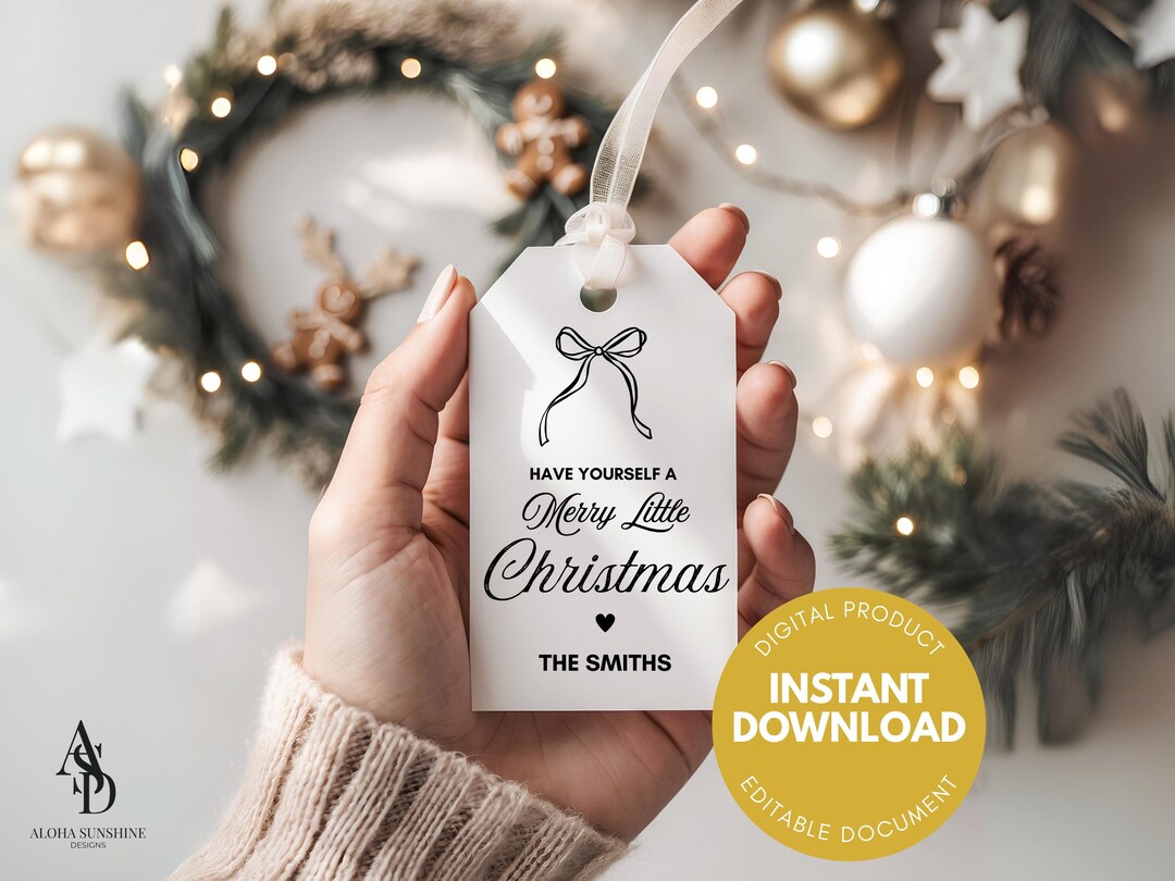 Editable Christmas Gift Tags Printable Merry Christmas Vintage Tag ...