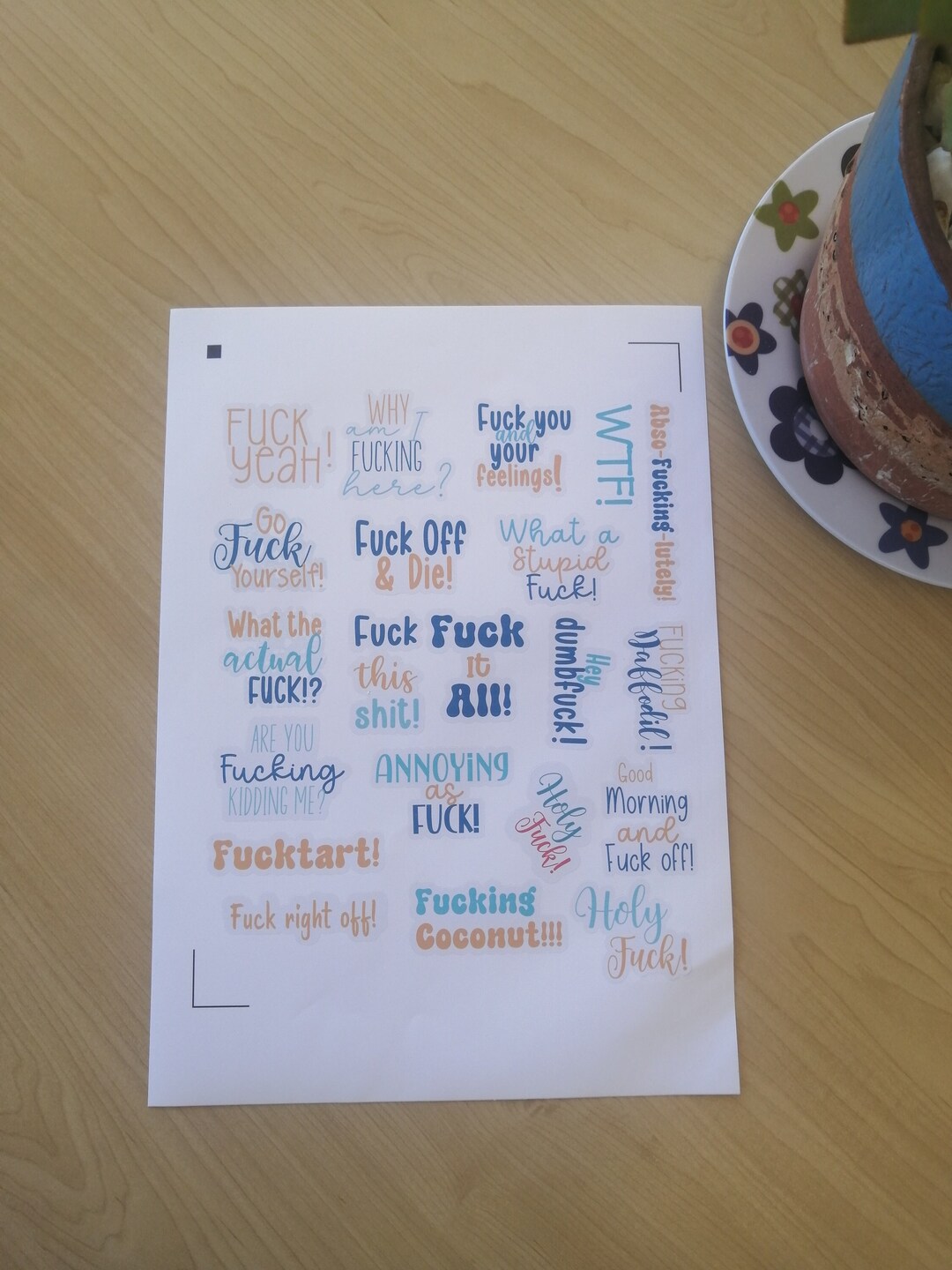 Swear Sticker Set, Sweary Affirmation Sticker One Page, Mental Health ...