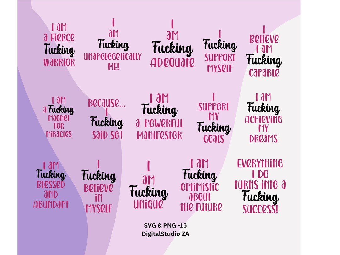 Swear Affirmations Svg, Sweary Affirmations, Funny Quotes, Mental ...
