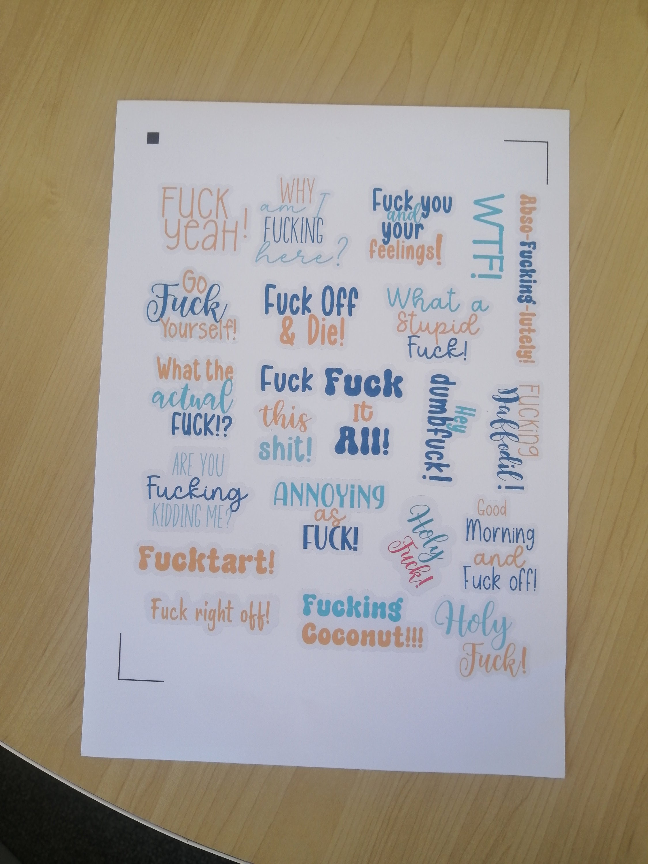 Swear Sticker Set, Swear Affirmation Sticker One Page, Mental Health ...