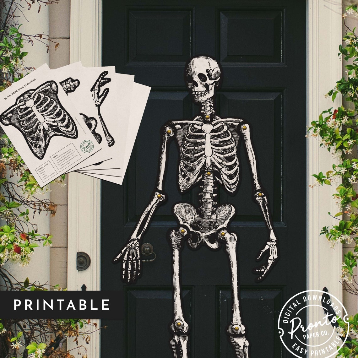 Printable Skeleton Vintage Halloween Digital Download Easy - Etsy