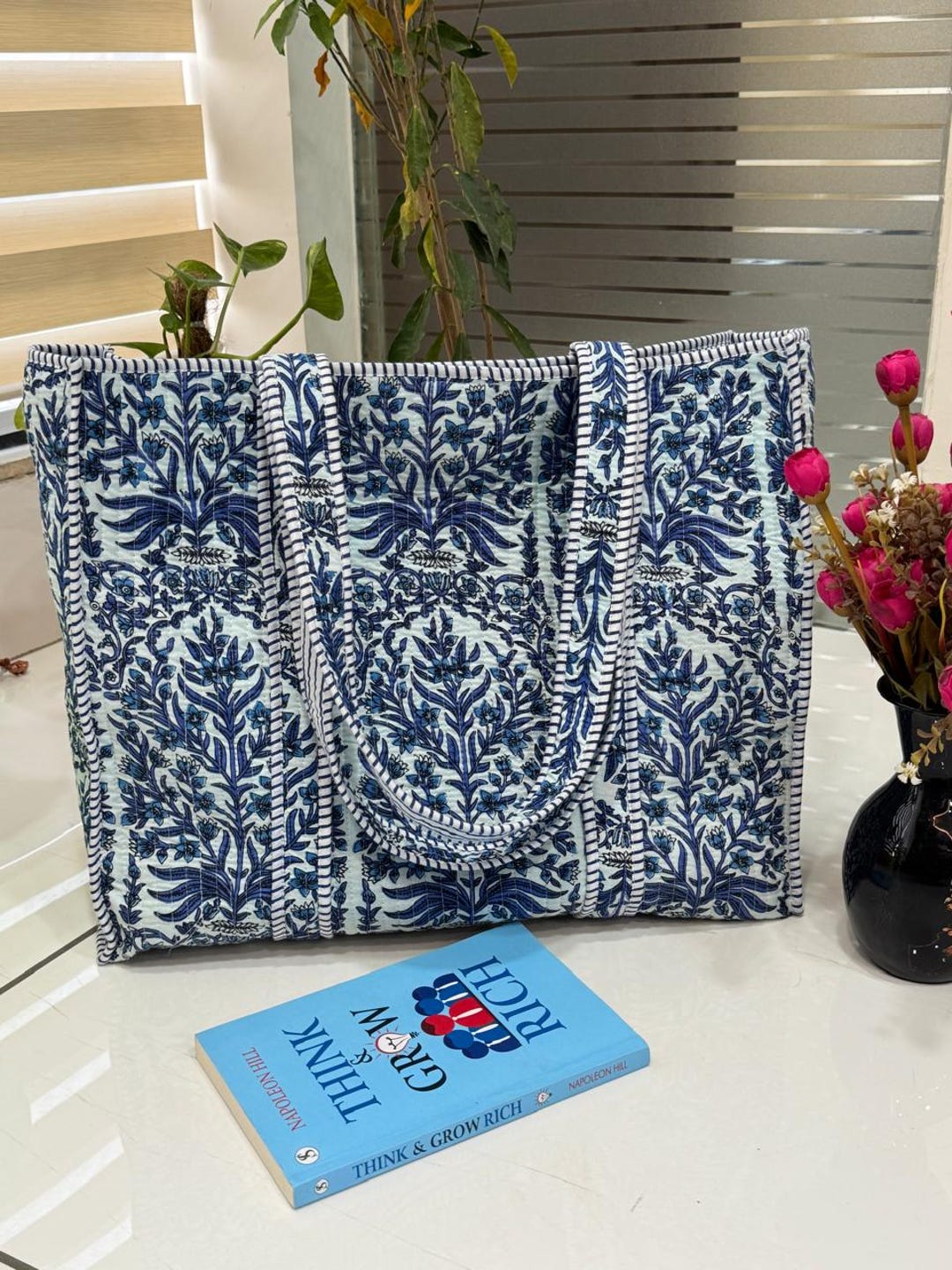 Everyday Use Tote Bag Cotton Shoulder Bag Quilted Indian Jhola Bag ...