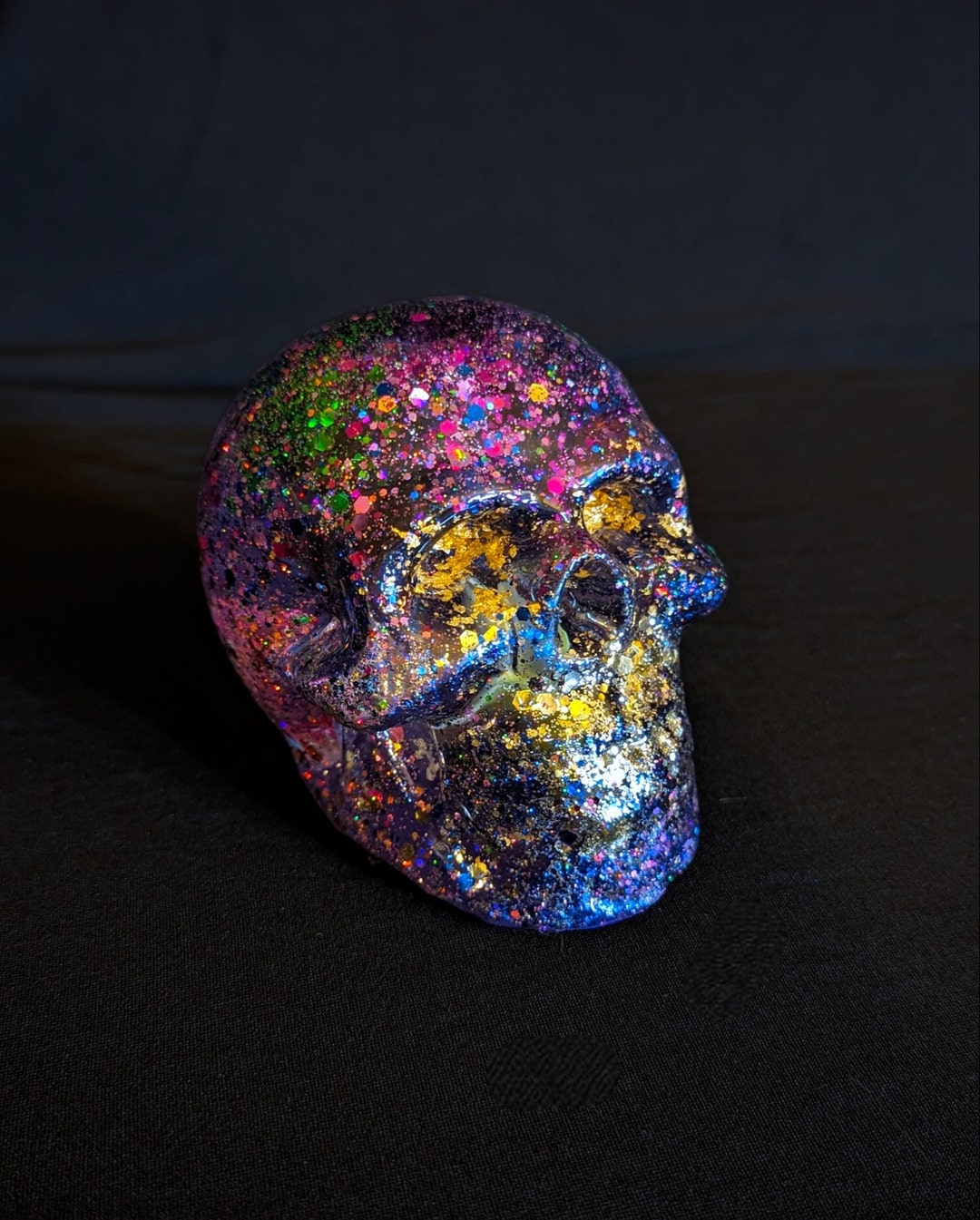 Rainbow Glitter Blast Skull | Flashy Sparkle Glamour Paperweight - Etsy