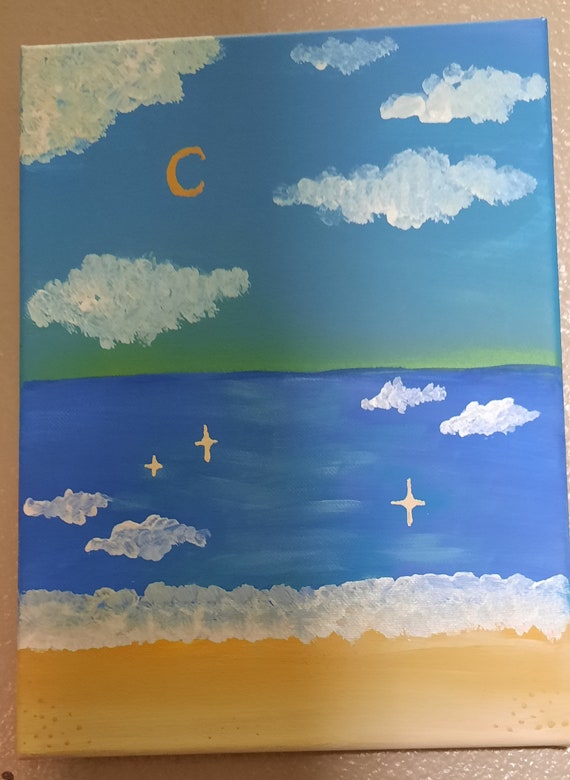 Night Beach Painting - Etsy