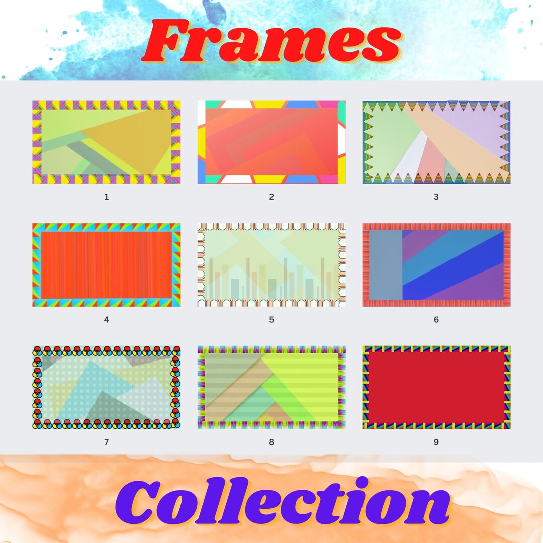 Virtual Meeting Backgrounds, "frames Collection", 9 Designs, Works for ...
