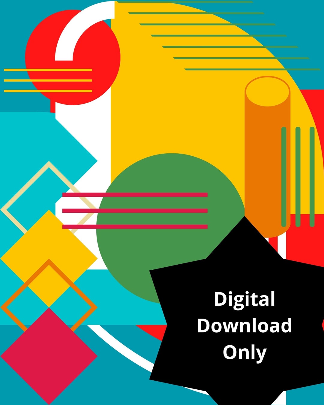 Printable Digital Art Prints (in Various Sizes) - 3 Colorful Geometric ...