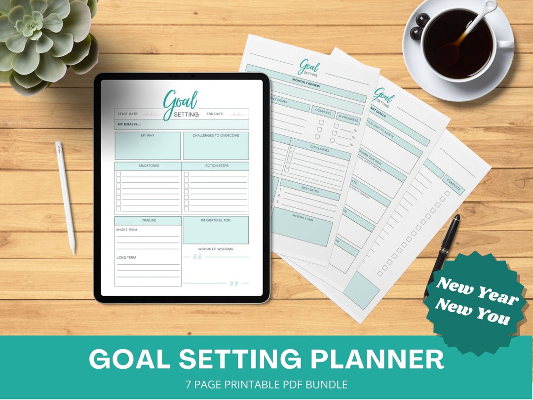 Goal Setting Planner | Goal Tracker | SMART Goals | Monthly Goal Review ...