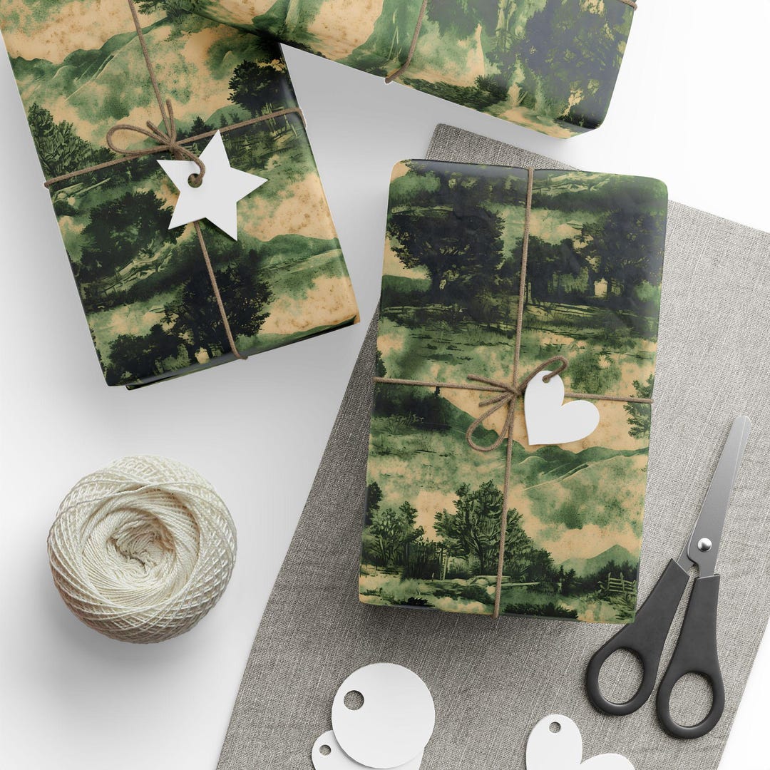 Vintage Landscape Design Wrapping Paper - Etsy