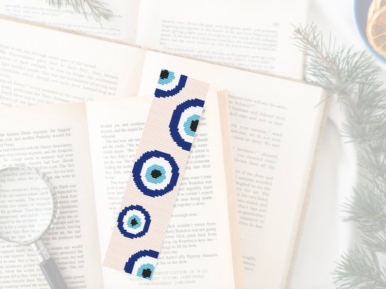 Cross Stitch Pattern Bookmark PDF Good Luck Evil Eye Minimalist Design ...