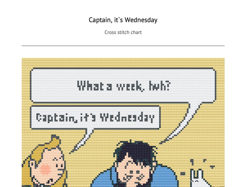 Funny Cross Stitch Pattern PDF Captain Its Wednesday Design Meme ...