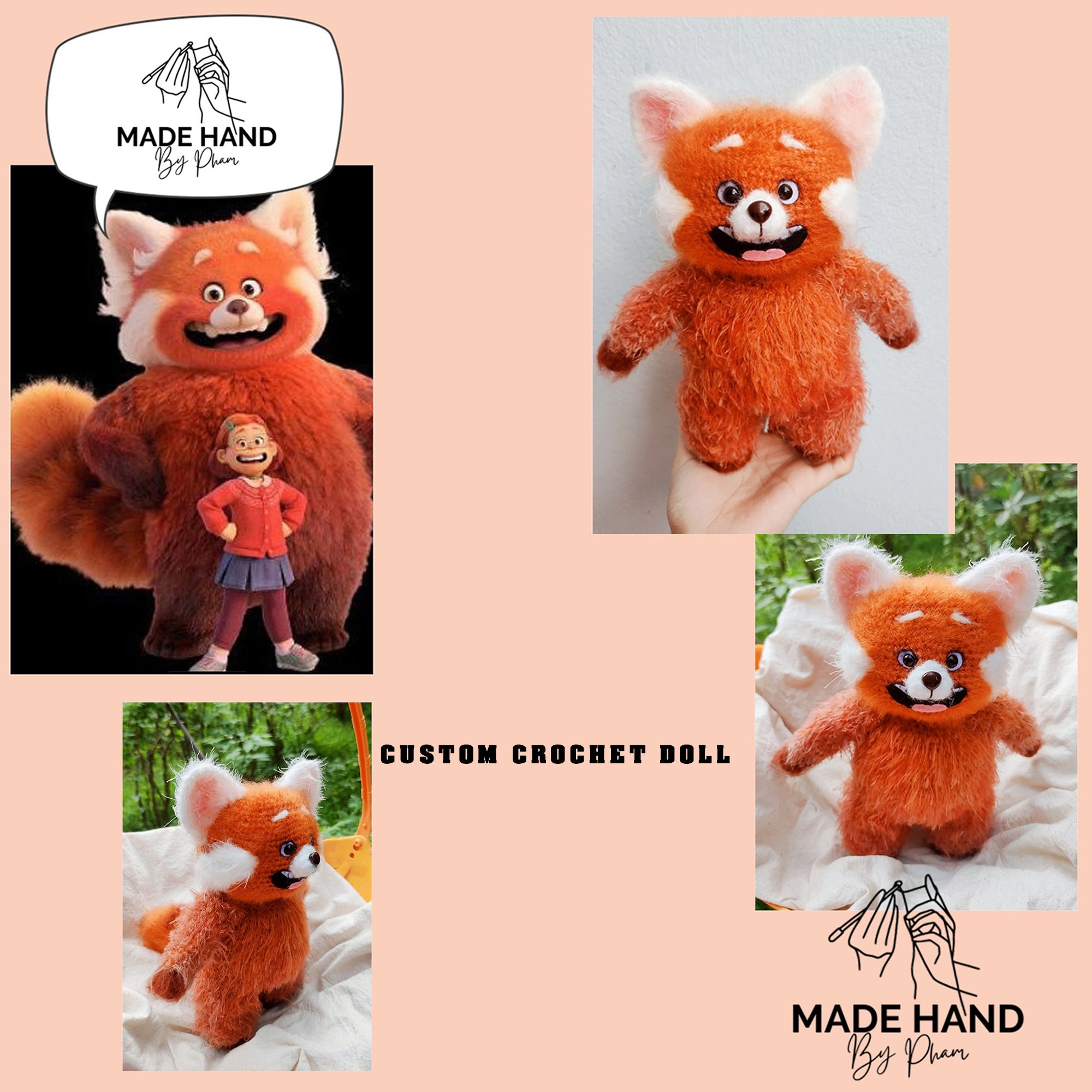 Turning Red Mei Crochet Doll Red Panda Amigurumi Plush - Etsy