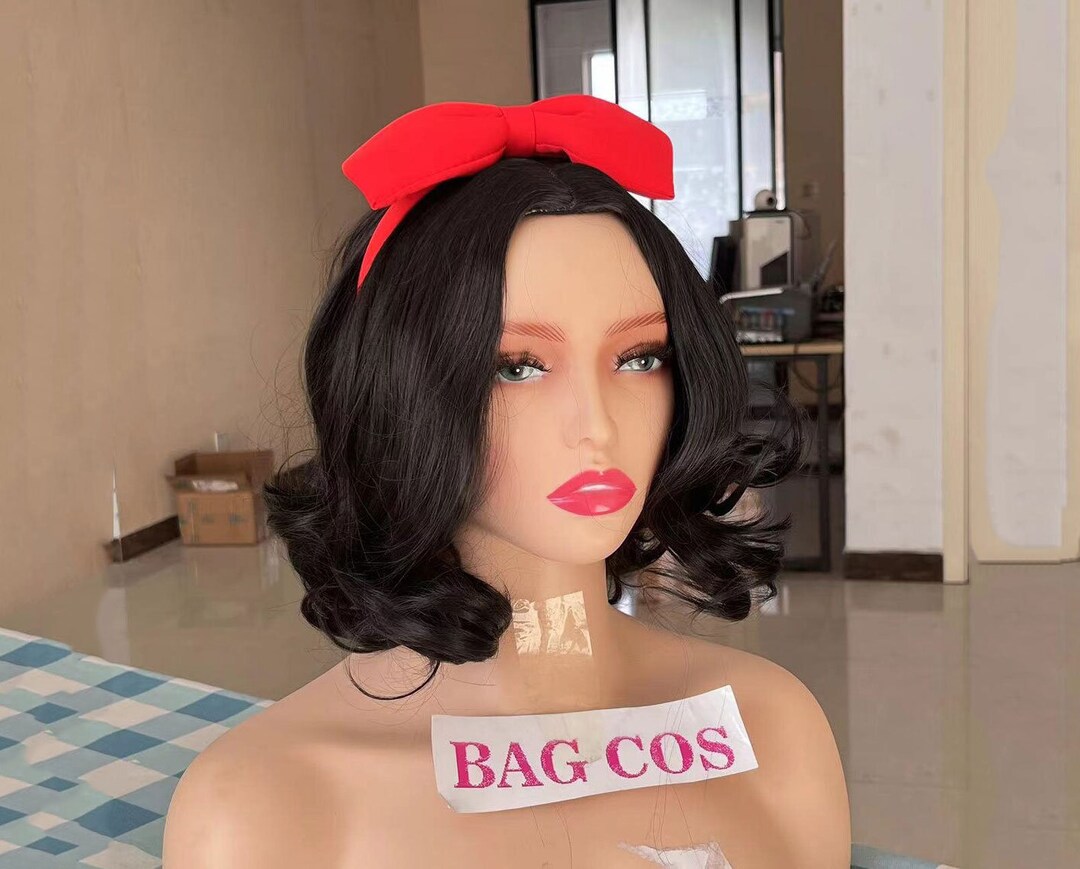 Wig Cosplay Wig Snow White Wig Costume Wig Short Black Wavy Wig for ...