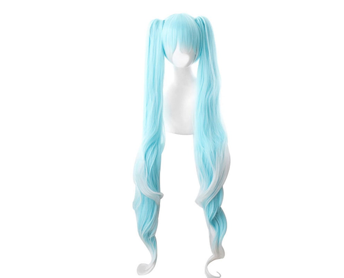 SNOW Wig Cosplay Wig MIKU Wig Ice Blue Long Ponytail Wig With Bangs ...
