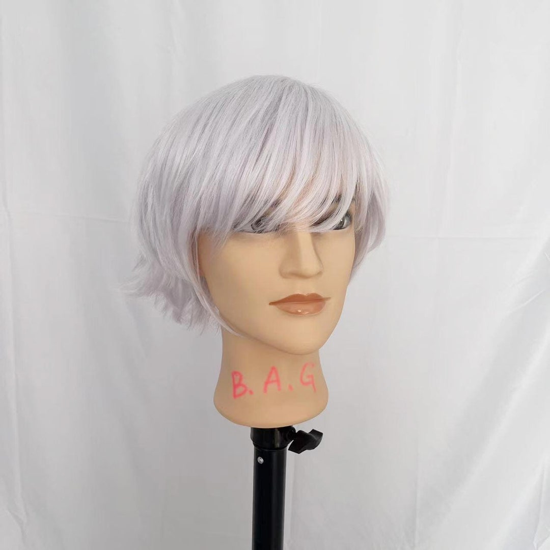 Satoru Gojo Wig: Short White Synthetic Cosplay Wig With Bangs - Etsy