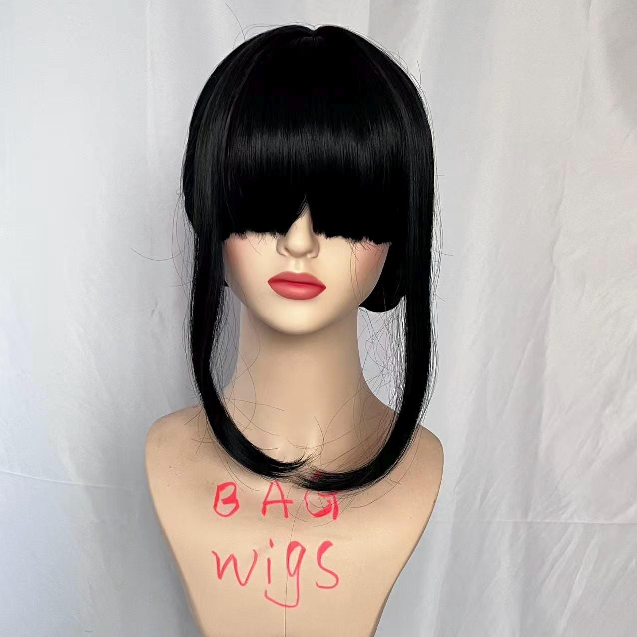 Wig Cosplay: Black, Buns, Synthetic Hair, Costume Wig With Bangs for ...