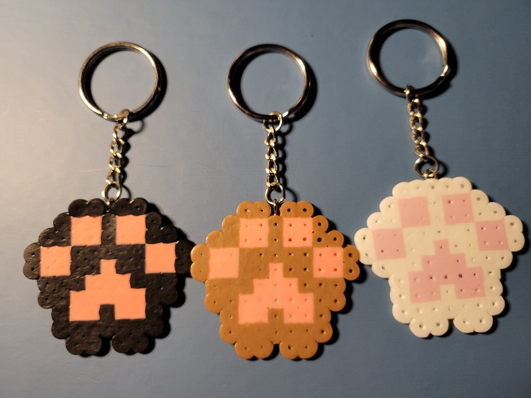 Paw Perler Bead Keychain - Etsy