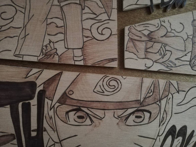 Anime Pyrography Painting in Wood Naruto Painting Wall Decoration ...