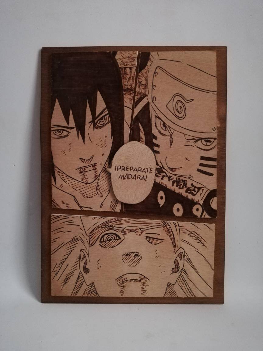 Anime Pyrography Painting in Wood Naruto Sasuke Madara - Etsy
