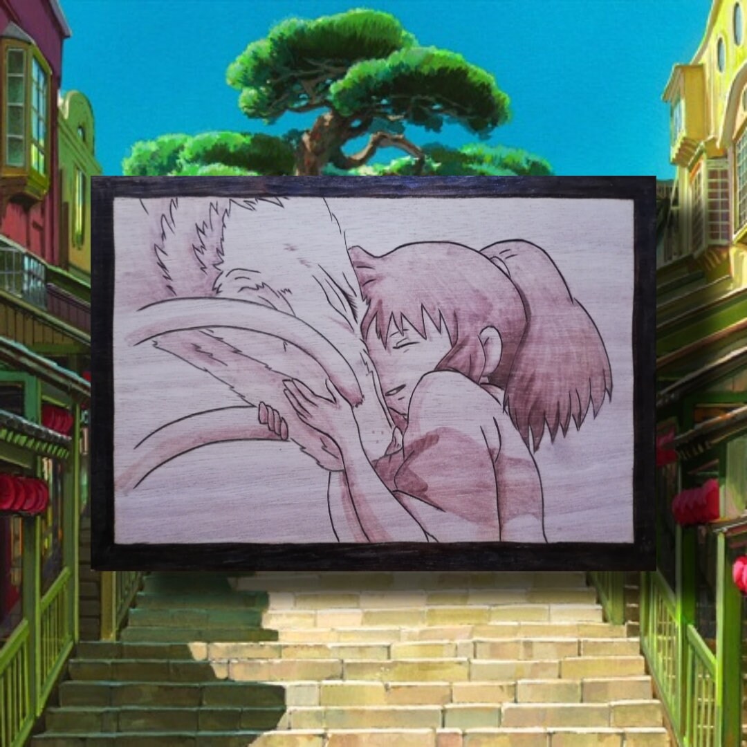 Spirited Away Haku Ghibli Painting Pyrography Pyrography Anime on Wood ...