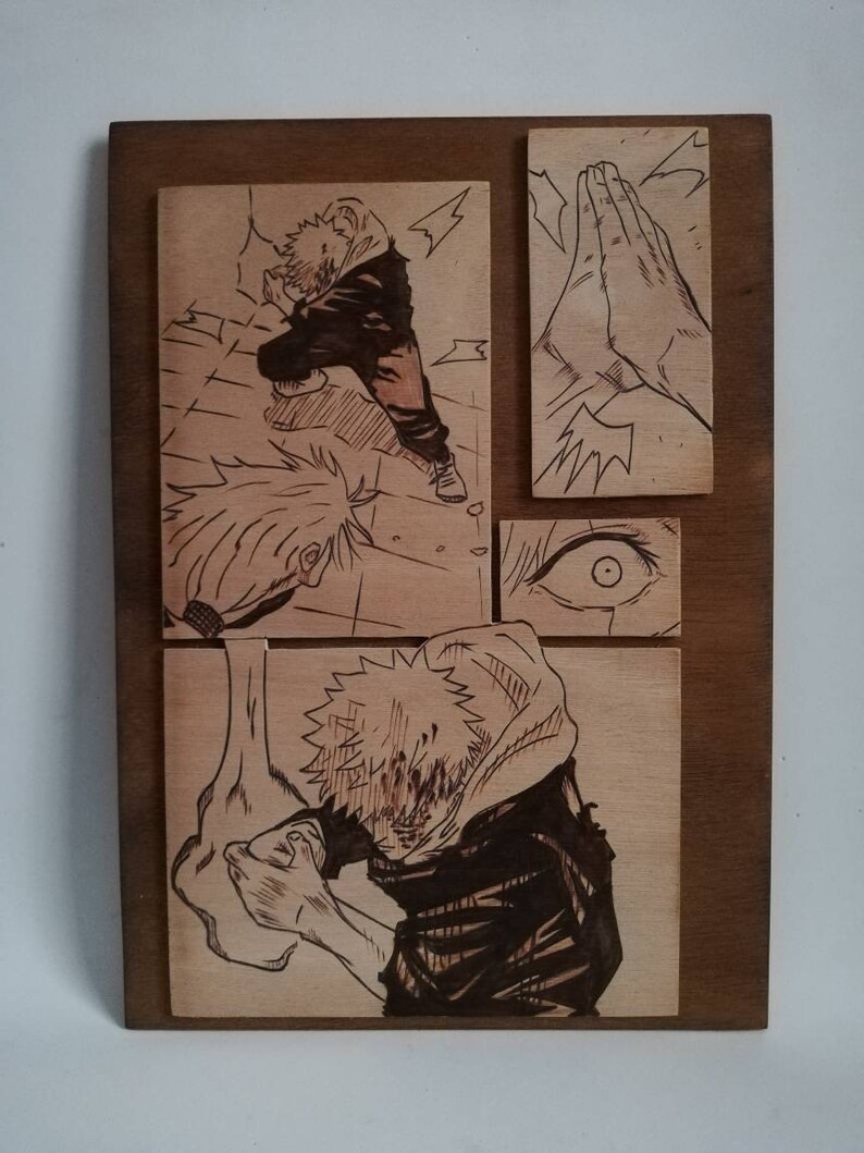 Anime Pyrography Painting in Wood Jujutsu Kaisen Picture Wall ...