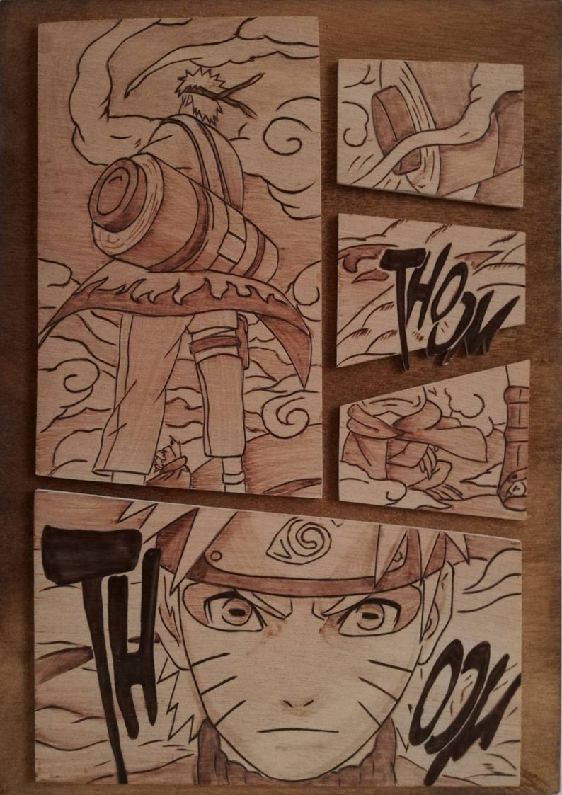 Anime Pyrography Painting in Wood Naruto Painting Wall Decoration ...