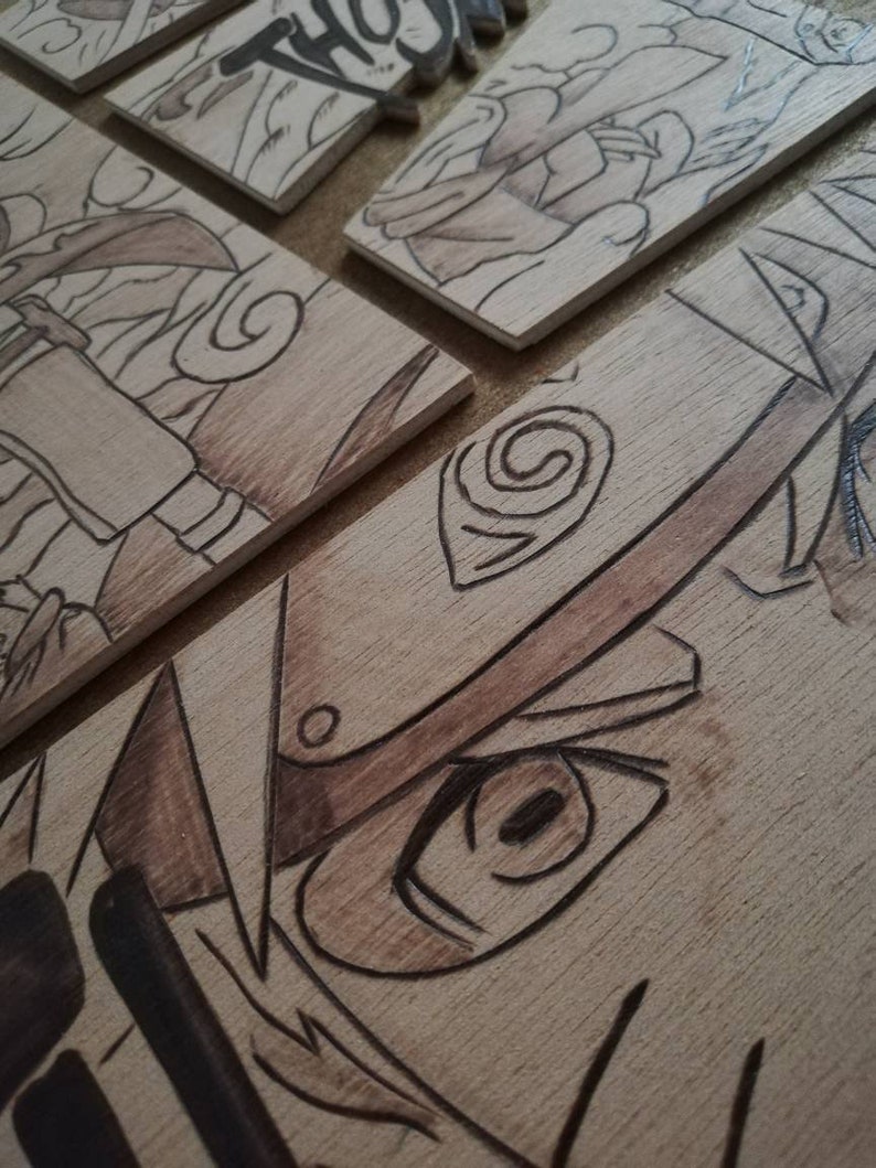 Anime Pyrography Painting in Wood Naruto Painting Wall Decoration ...