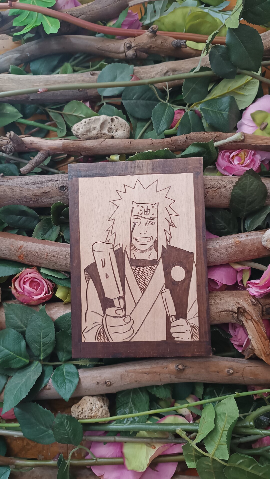 Anime Pyrography Painting in Wood Naruto Jiraiya Painting Wall ...