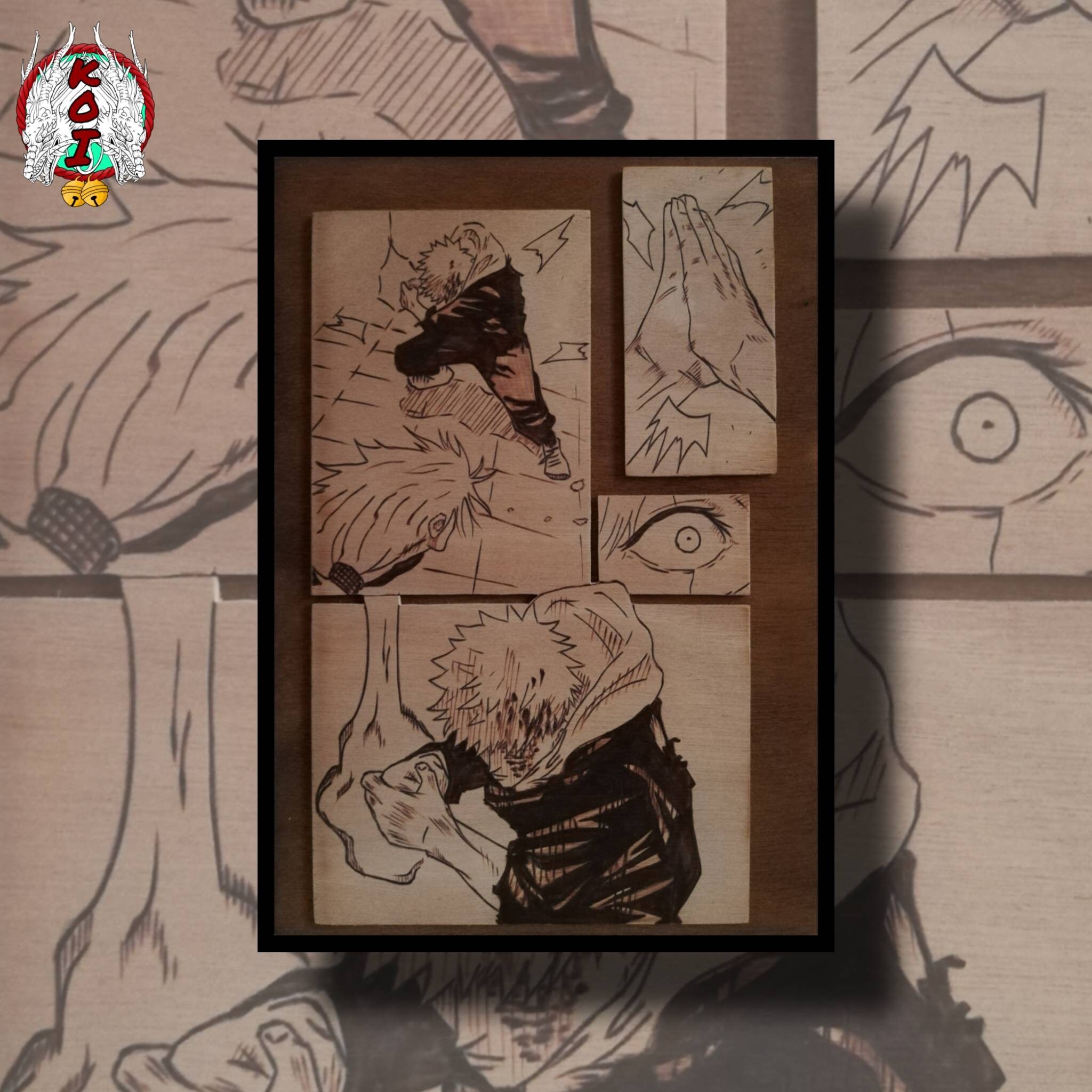 Anime Pyrography Painting in Wood Jujutsu Kaisen Picture Wall ...