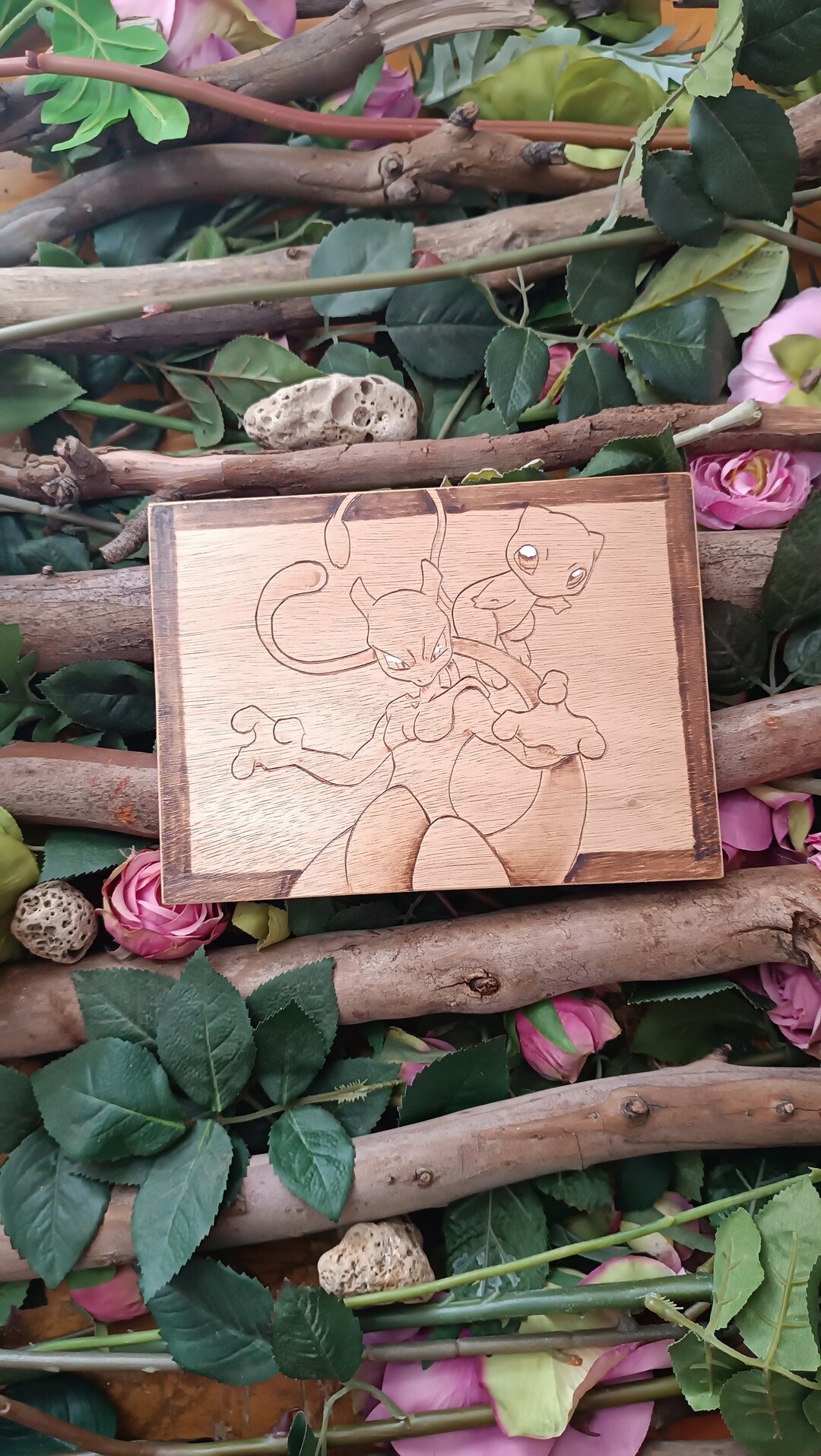 Pokemon Mewtwo and Mew Painting Pyrography Pyrography Anime on Wood ...