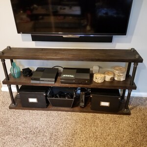 Industrial TV Stand With Steel Pipe Supports - Etsy