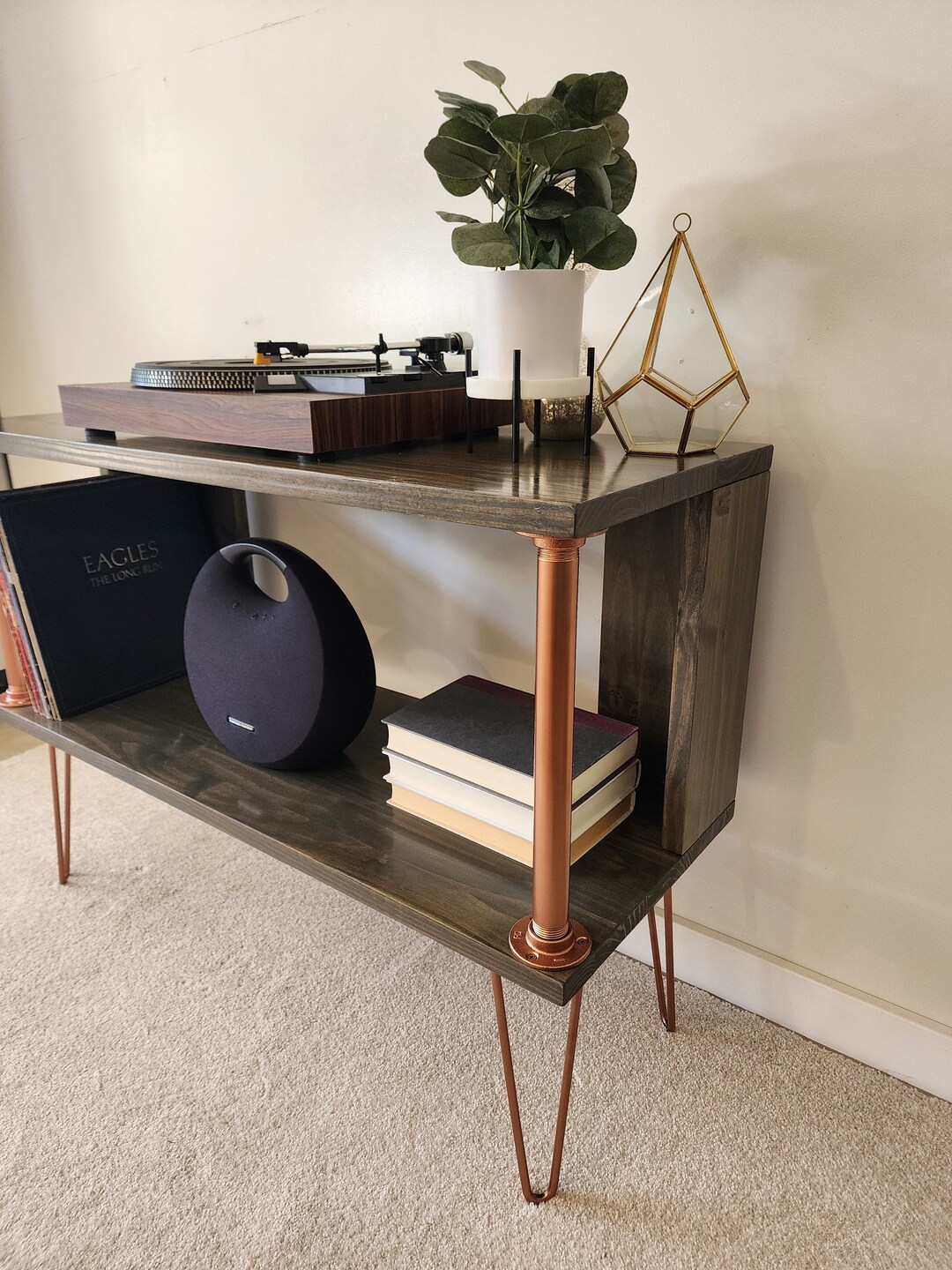 Vinyl Record Storage Console Pipe Support on Front TV Stand - Etsy