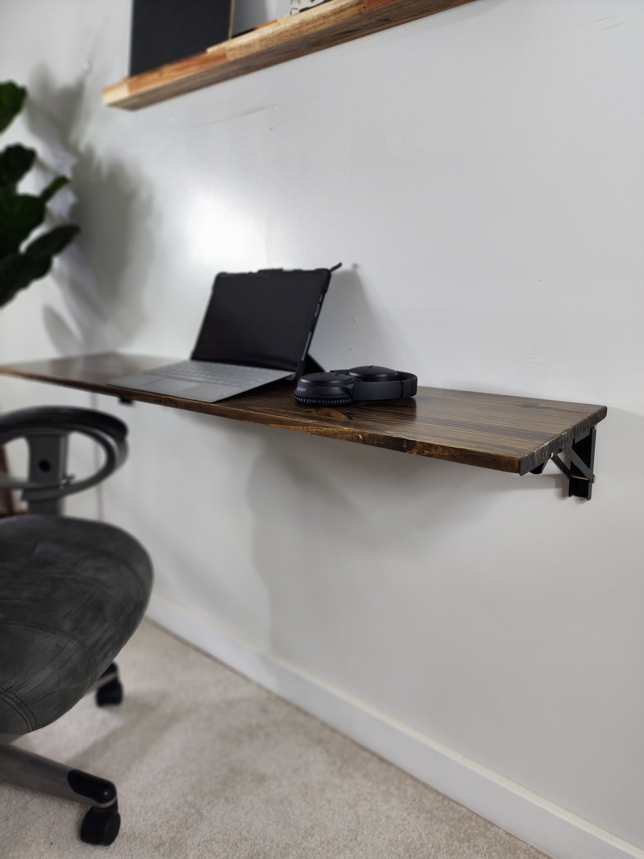 Floating Flip Down Desk / Thin Wood Floating Desk / Fold Down Floating ...