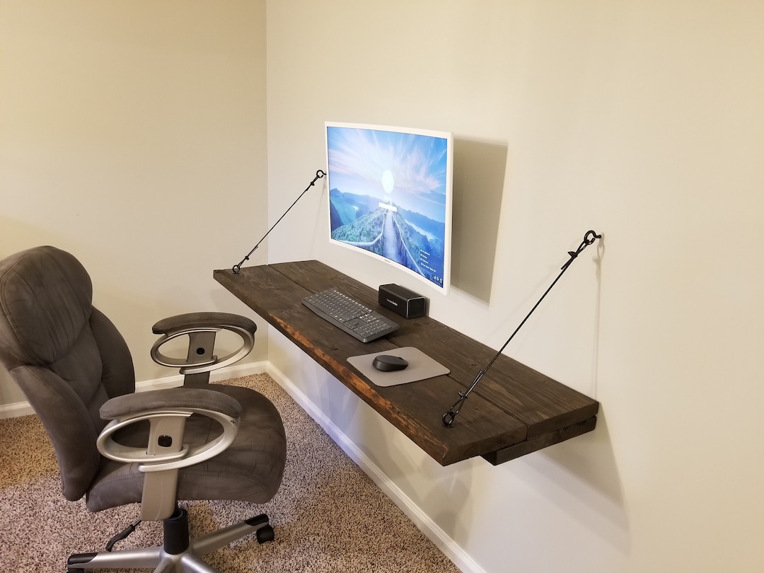 Rustic Floating Desk, Floating Computer Desk - Etsy