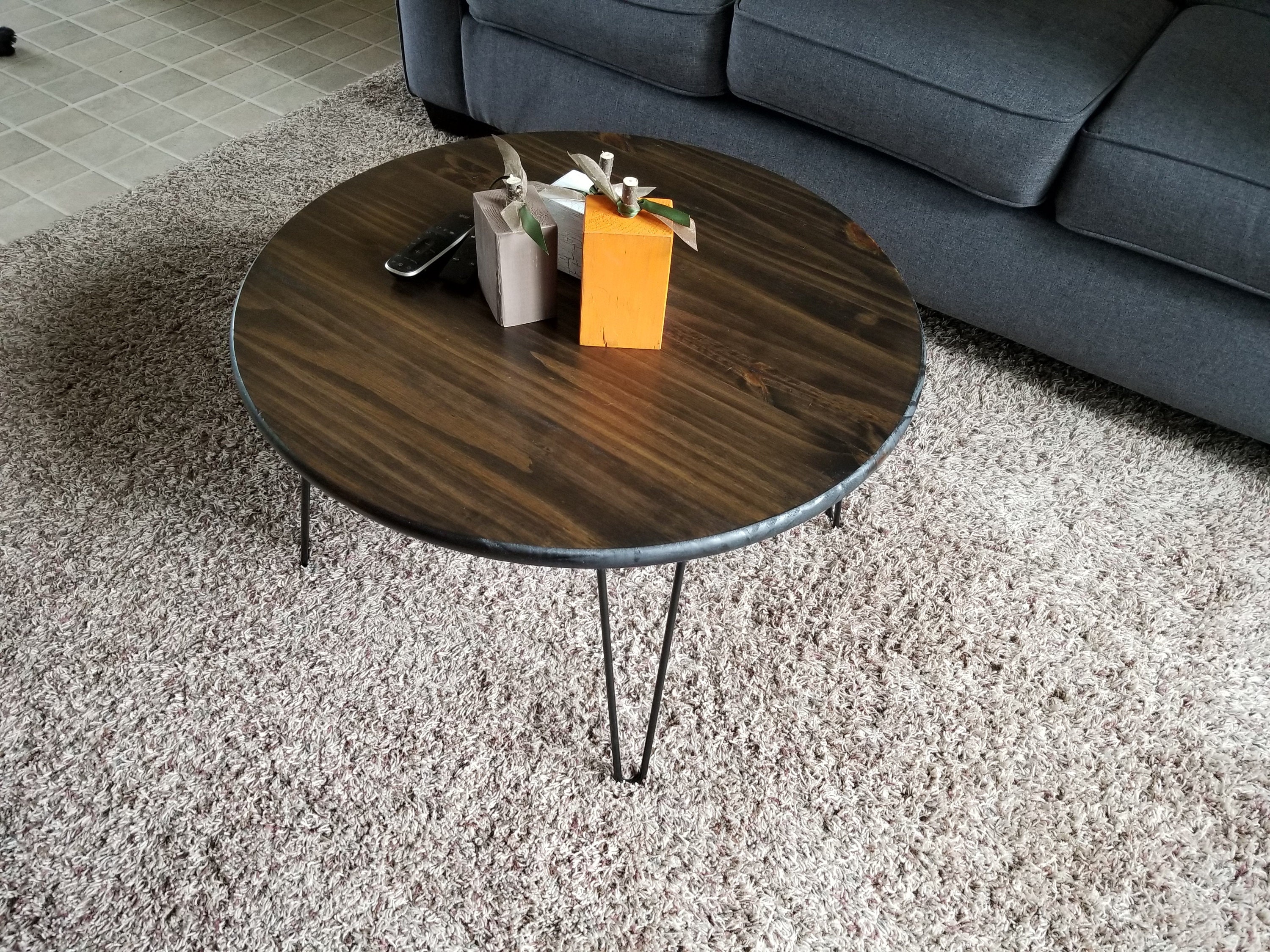 Round Wood Coffee Table, Rustic Coffee Table Round, Modern Coffee Table ...