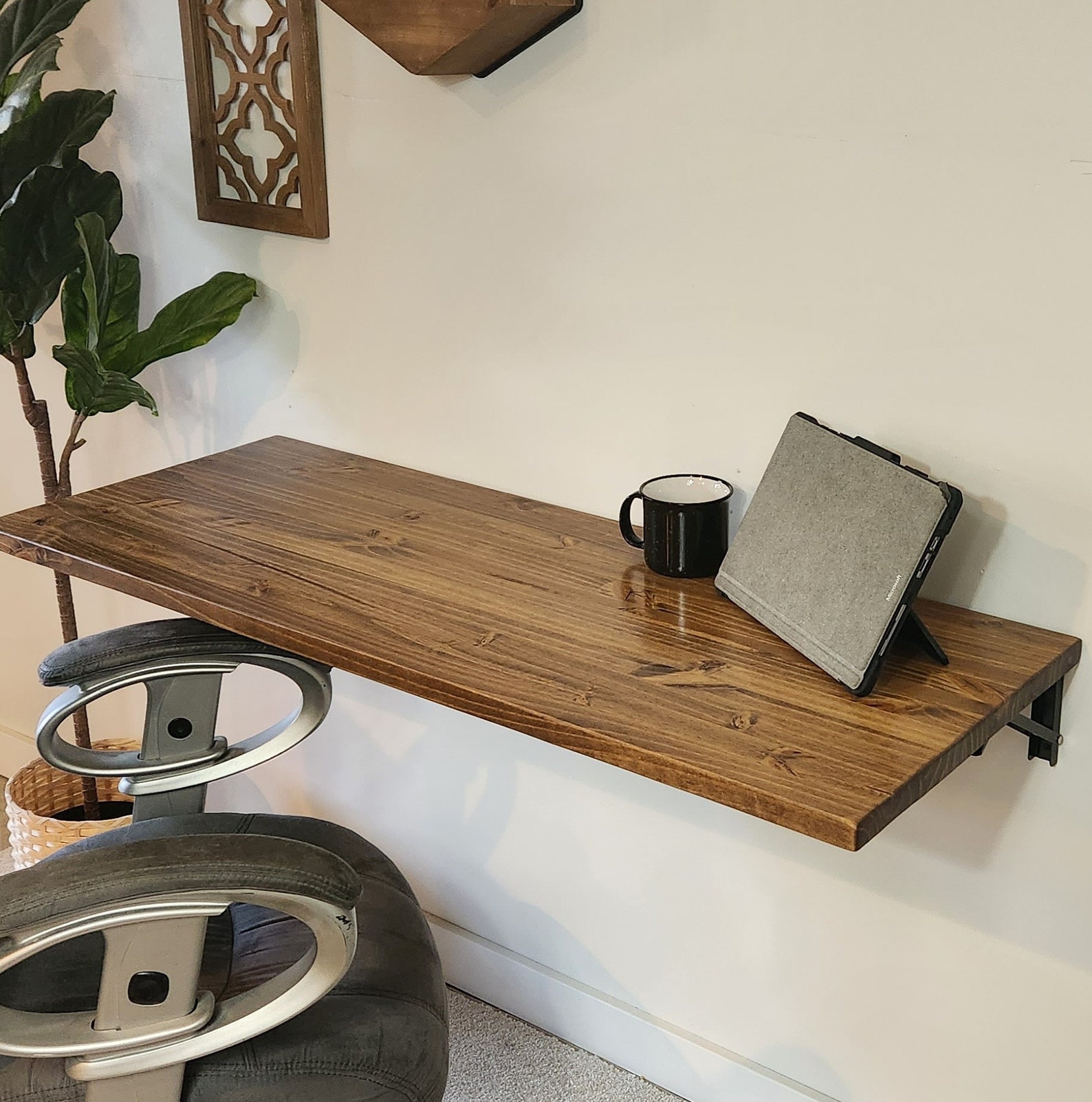 Floating Flip Down Desk / Wood Floating Desk / Fold Down Floating Desk ...