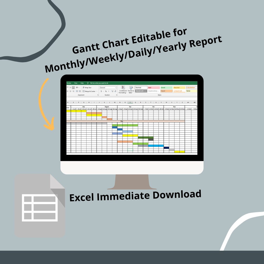 Excel Gantt Chart - Project Planner - Etsy