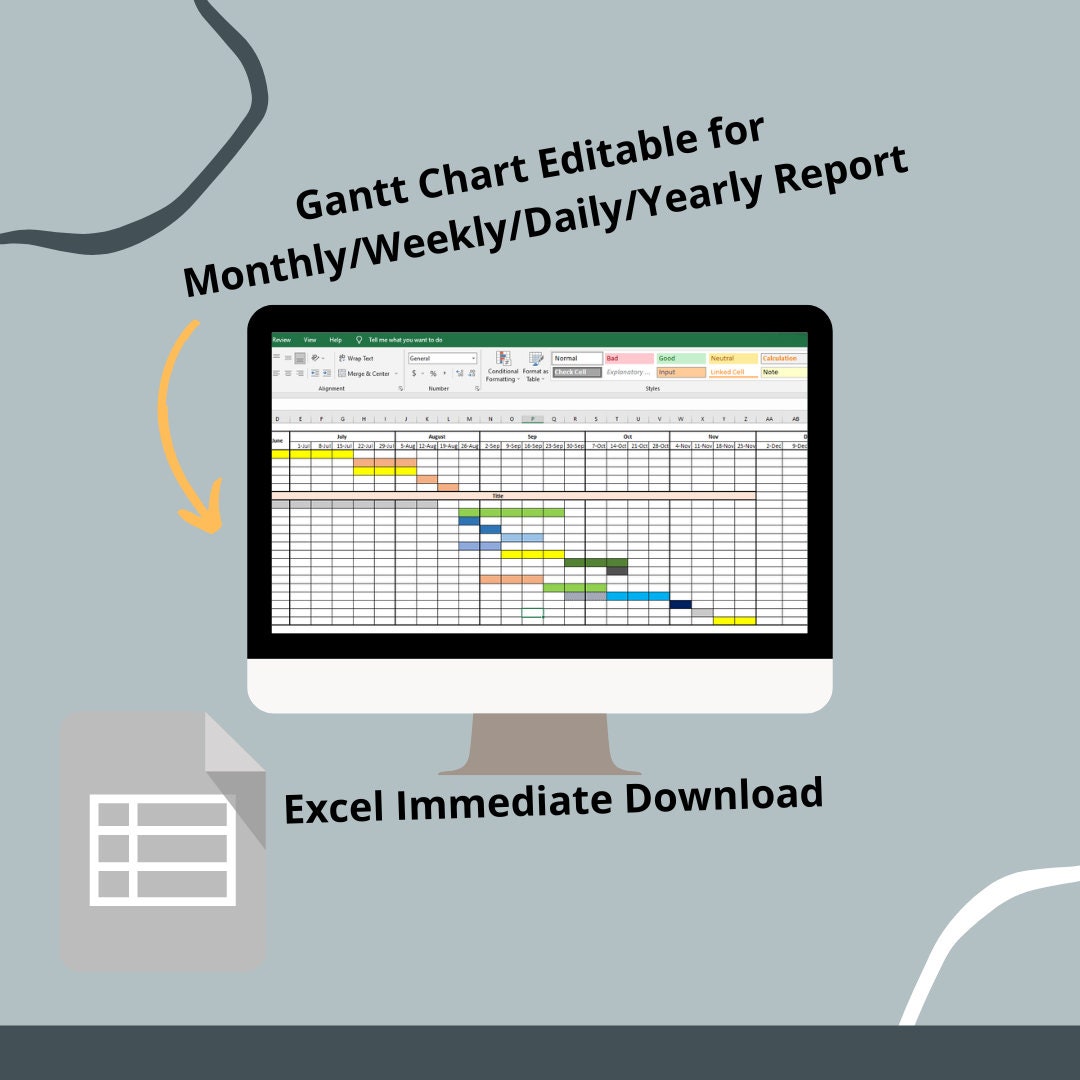 Excel Gantt Chart - Project Planner - Etsy