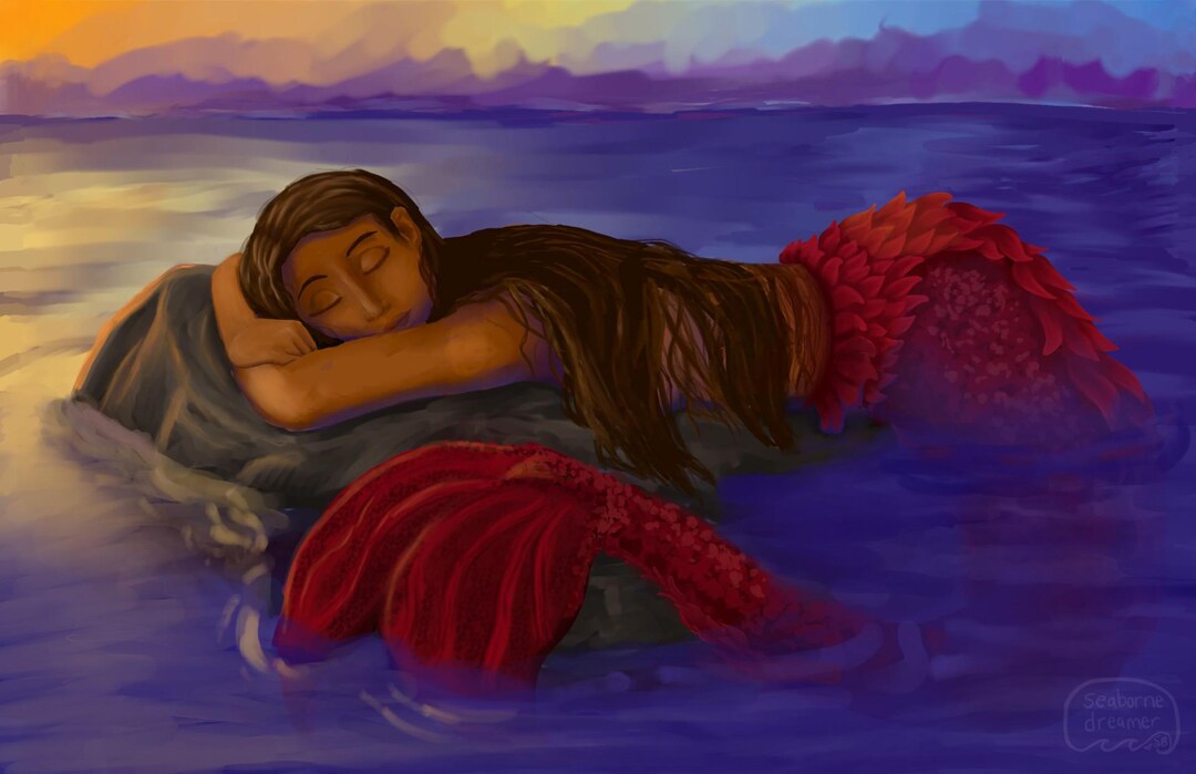 Morning Mermaid Art Print | Fantasy Mermaid Art - Etsy
