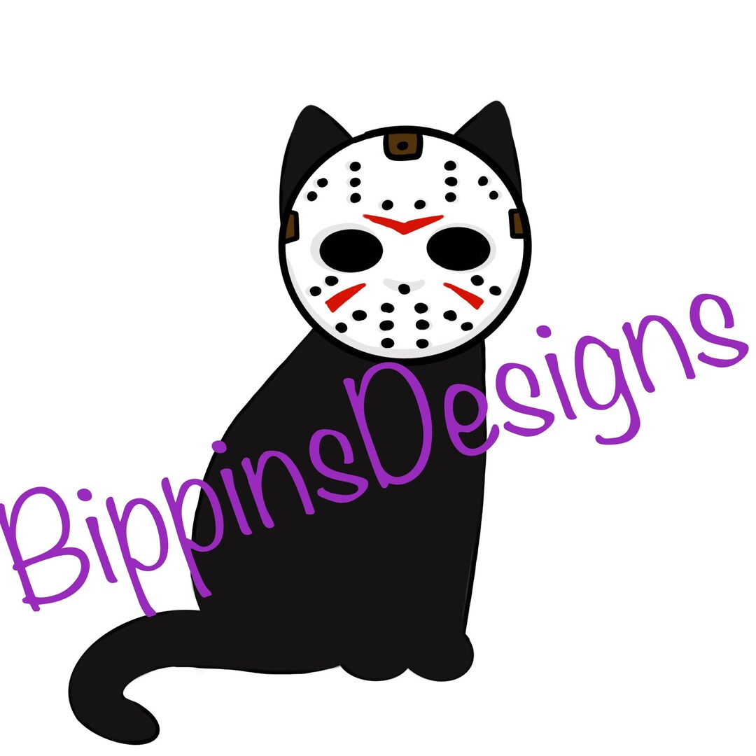 Black Cat With Jason Mask Twitch/discord Emote - Etsy