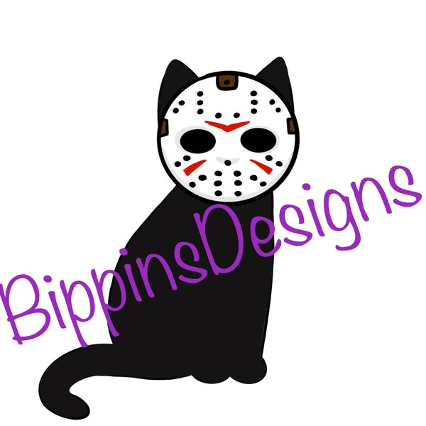 Cat With Jason Mask - Etsy